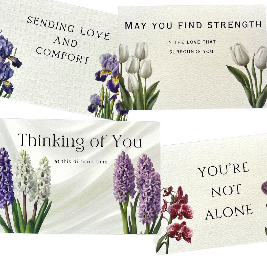 Floral Sympathy Cards 16 Blank Inside Cards, 4X6 Inches Assorted Grief ...