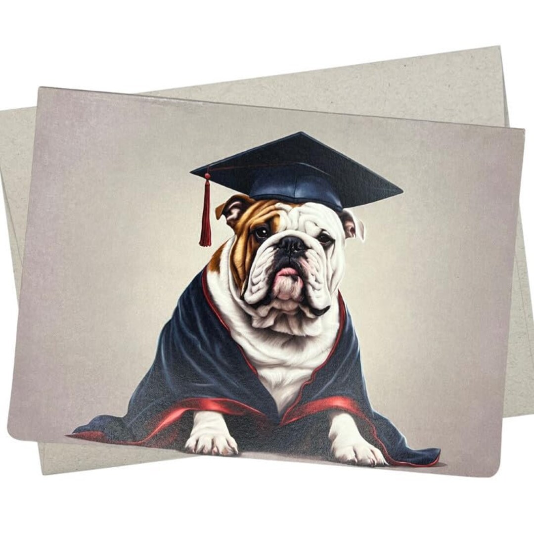 Dog Graduation Card, Bulldog Retriever College Graduation Note (1 ...