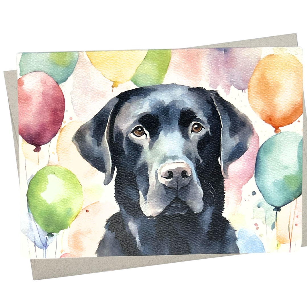 Black Lab Birthday Card (1 Premium Card, 5X7 Inch) Dog Note Card Blank ...