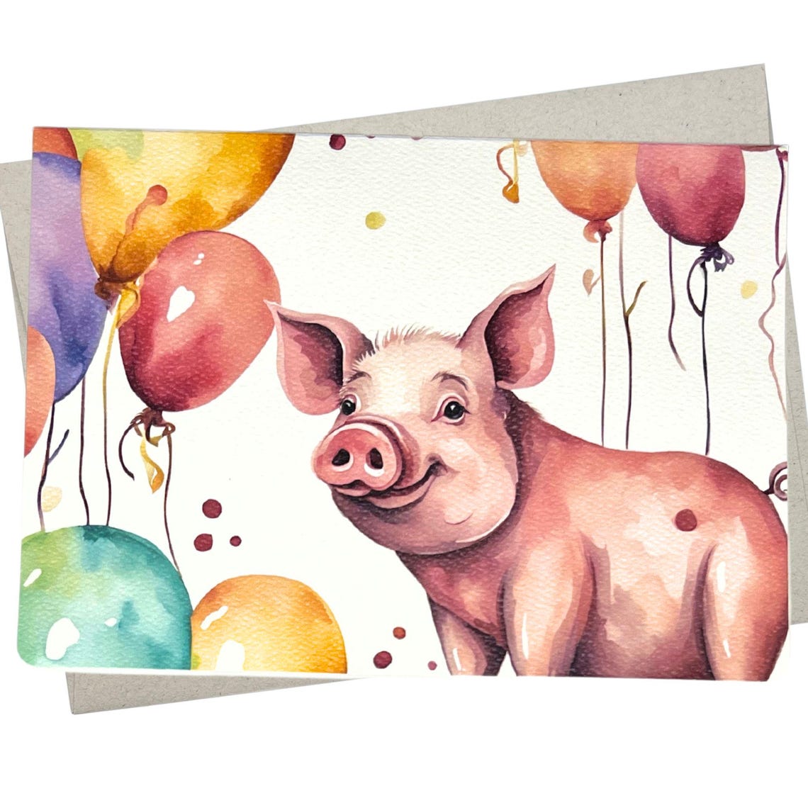 Pig Card, Pig Birthday Card (1 Premium Card, 5X7 Inch) Blank for All ...