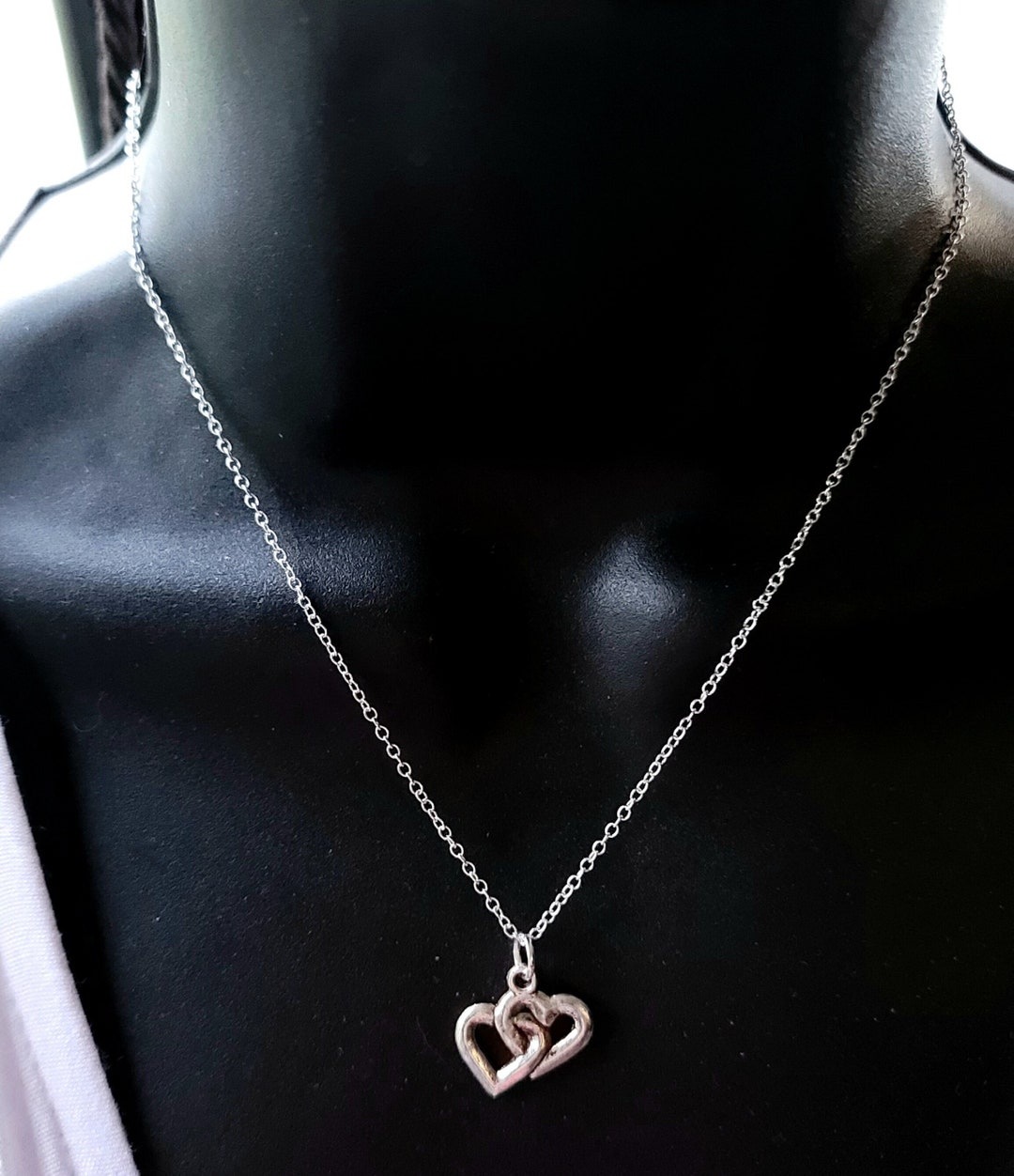 Dainty Necklace, Dainty Silver Necklace With Pendant, Tiny Metal Double ...