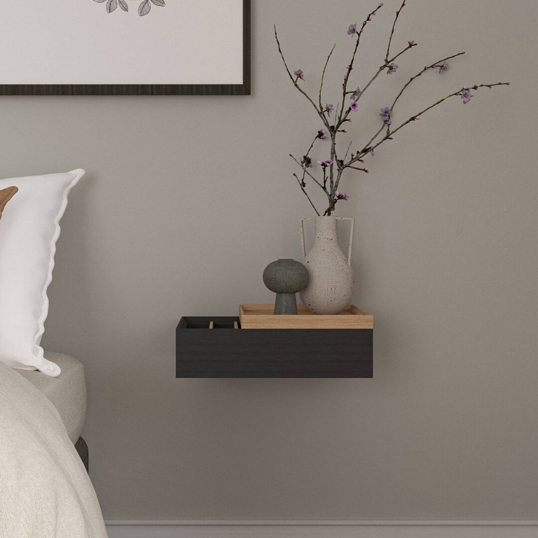 2x pair Narrow Floating Bedside Table Made of Oak Wood - Etsy