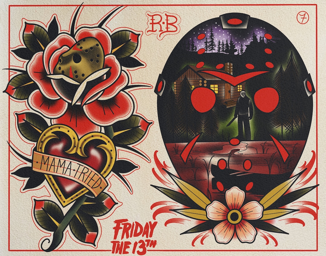 Friday the 13th Inspired Tattoo Flash Art - Etsy