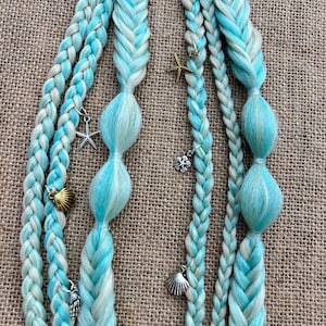 Mermaid Braids • Clip-in • Turquoise Hair Extensions • Fishtail Braids ...