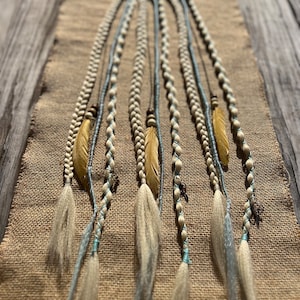 Clip-in Braids With Feather • Aqua Hair Wrap• Fairy Hair Extensions ...