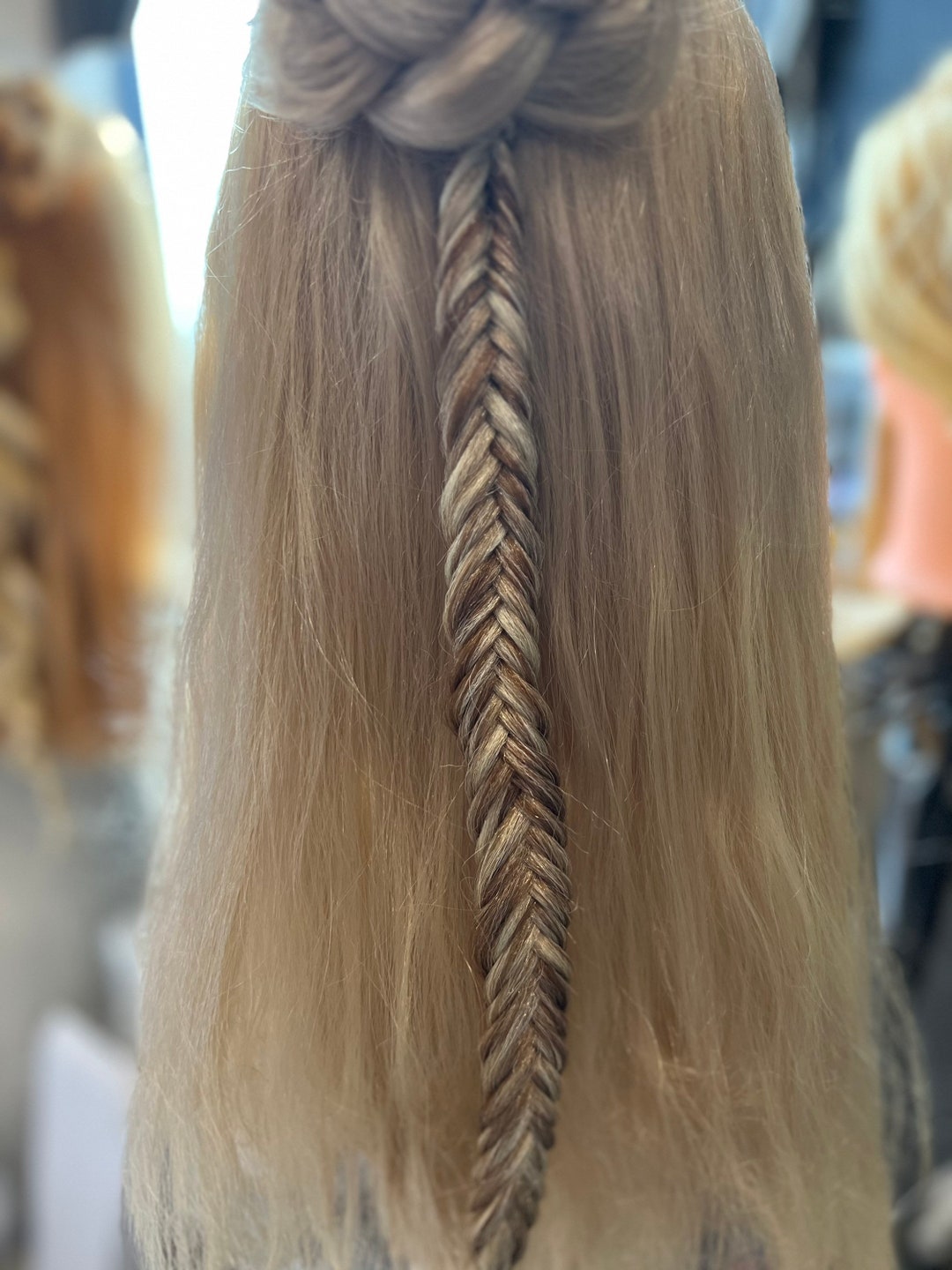 Fishtail Braid Clip in Hair Extension • Blonde With Highlights • Comes ...