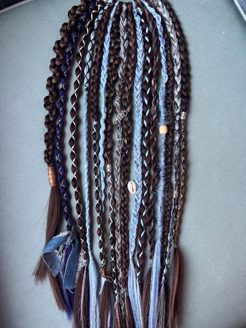 Blue Jean Viking Dreads and Braids • Bark Brown Mix Shown • Clip in or ...