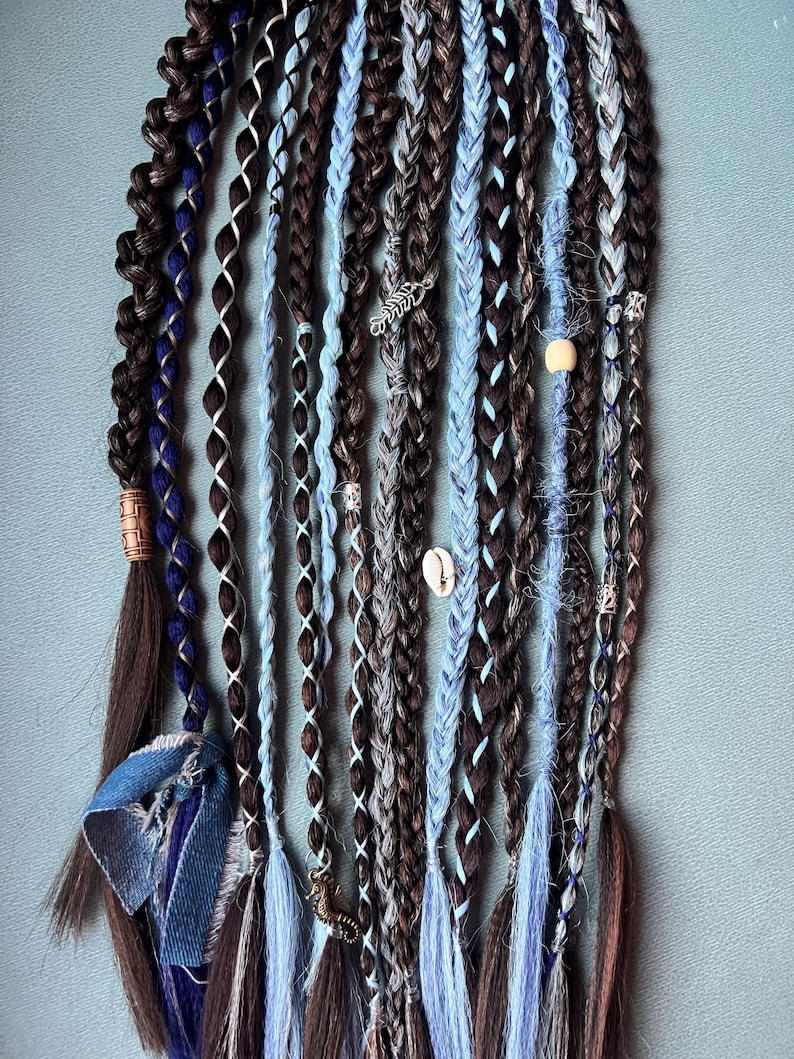 Blue Jean Viking Dreads and Braids • Bark Brown Mix Shown • Clip in or ...