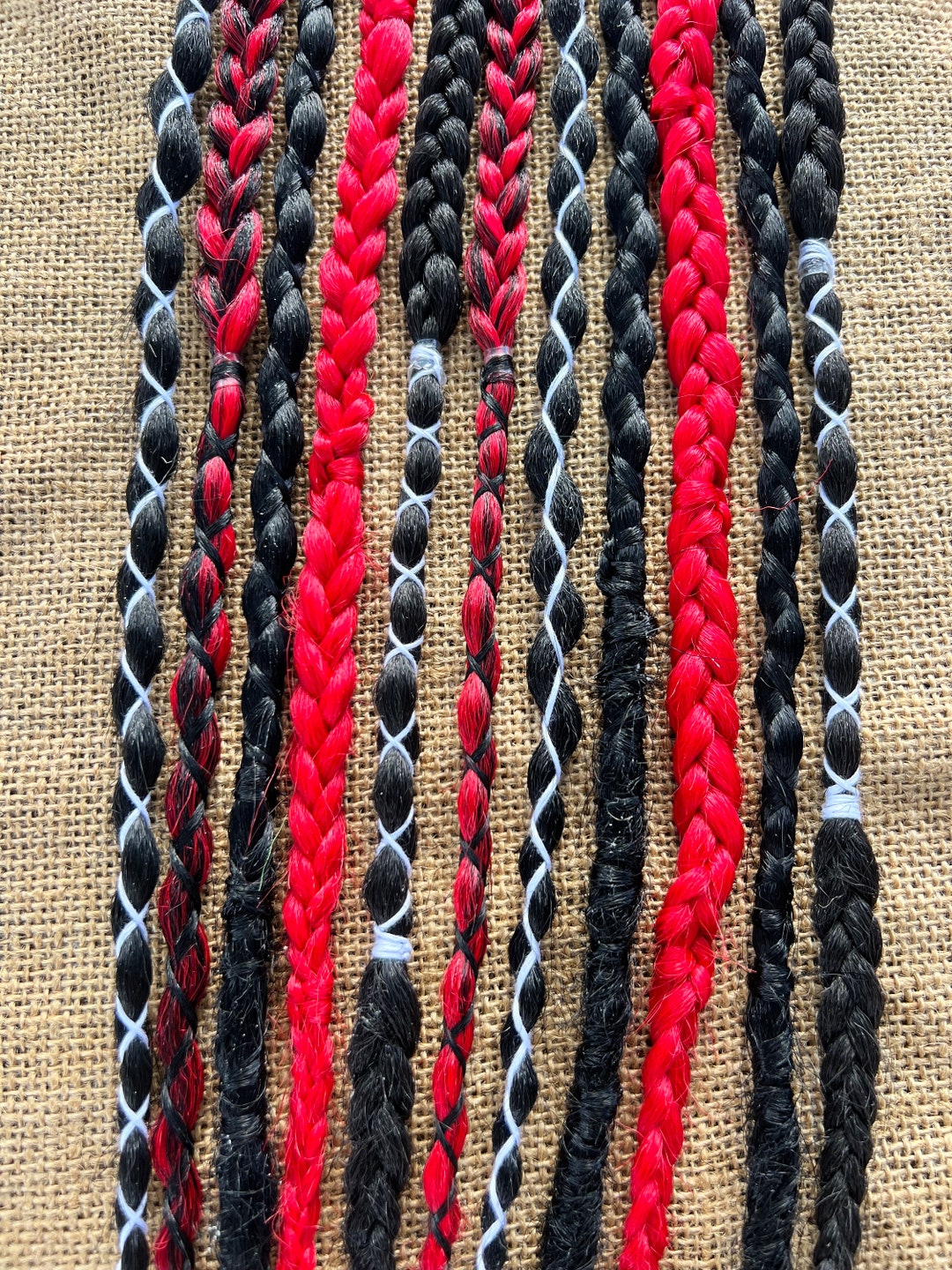 Pirate Braids and Viking Dreads Set • Black Red White Mix • Clip in or ...