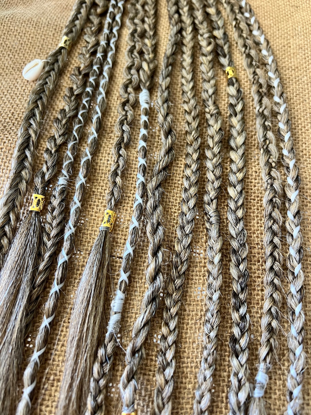 Variety Braid Set With Gold and White Accents and Seashell • Clip in or ...