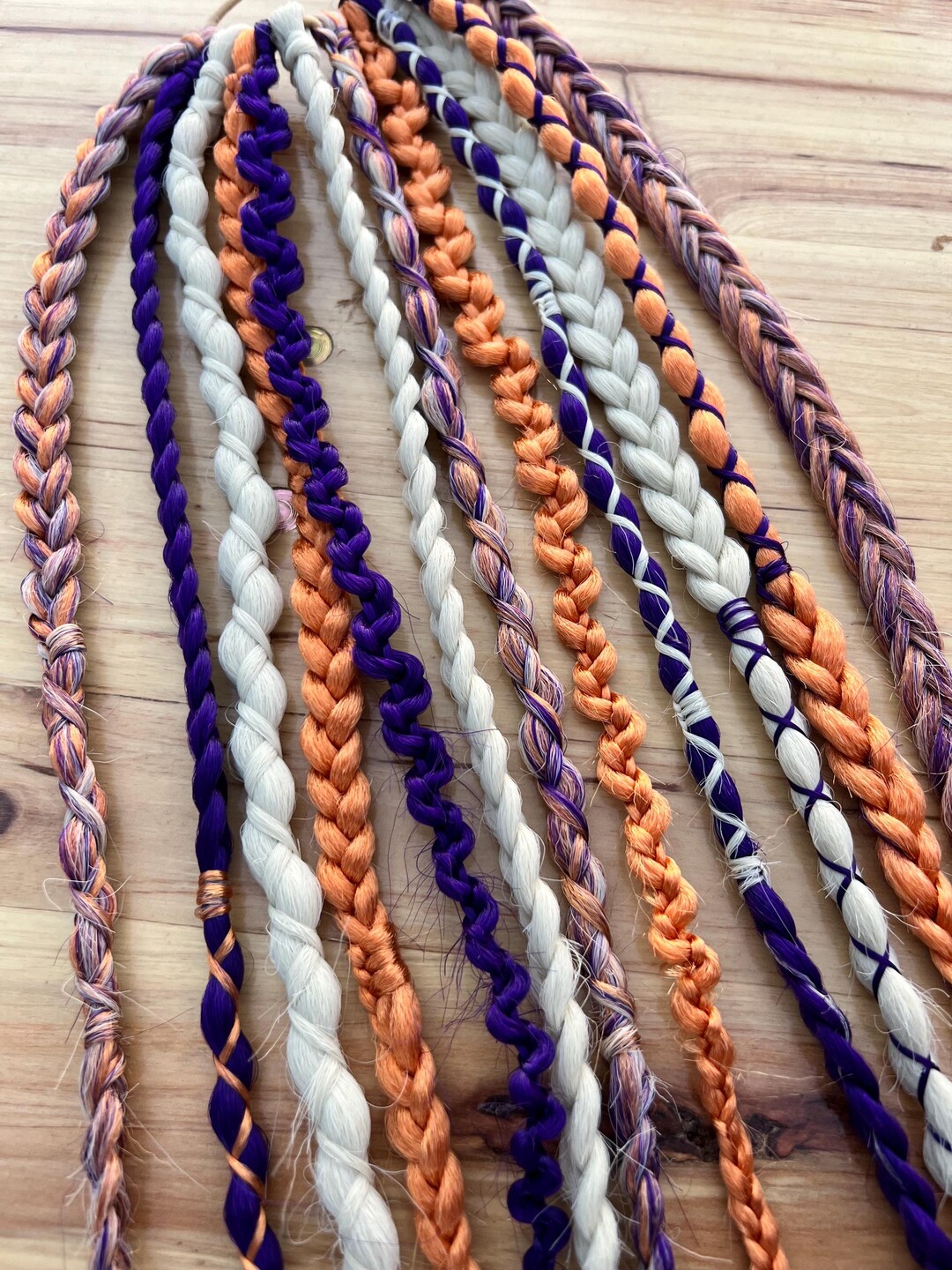 Sunset Skies Braided Hair Extension • Blonde Purple Orange Mix • Clip ...