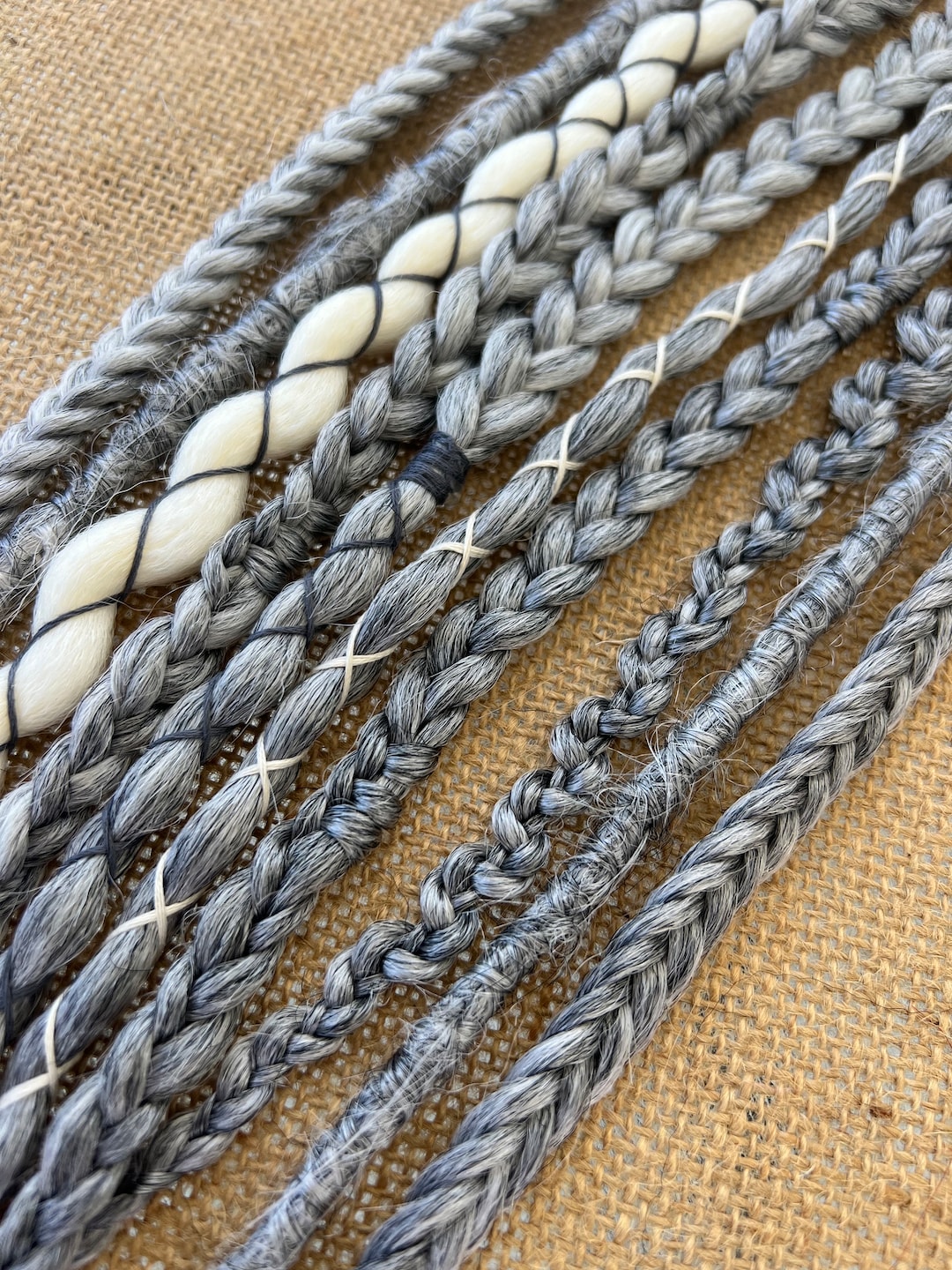 Salt N Pepper Dread Braid Set • Clip in or Ponytail • Various Hair ...