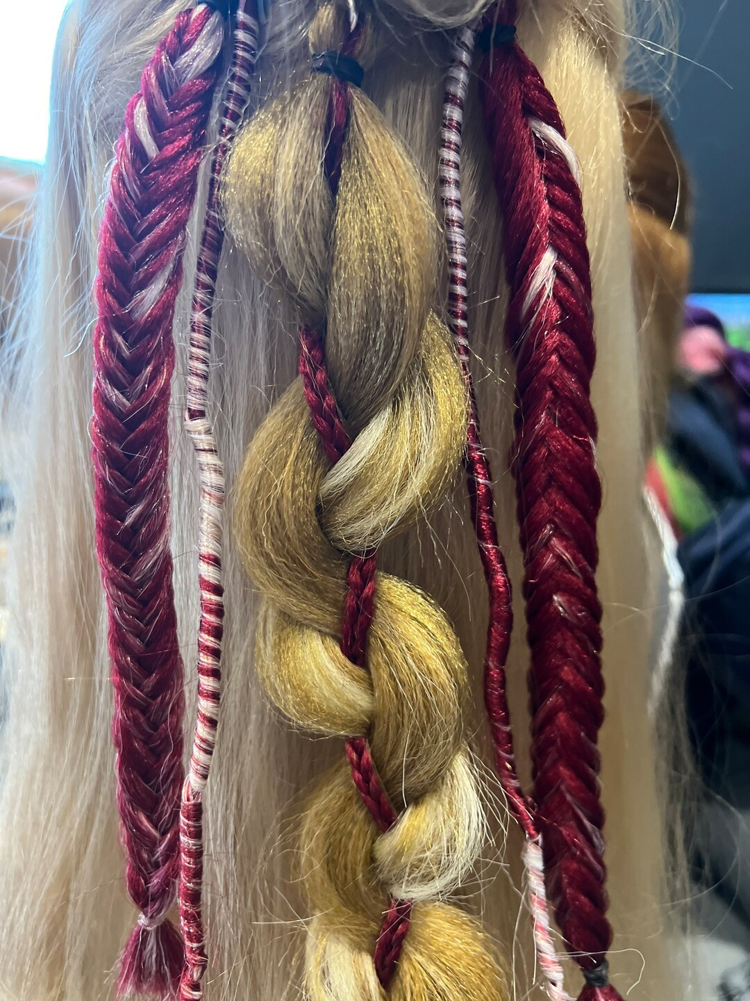 Clip in Red Fishtail Braids and Viking Dreadlocks and Messy Braid ...