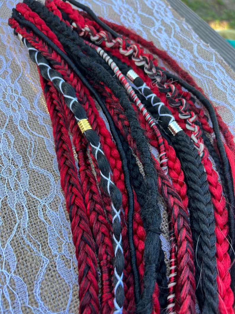 Red, Black and White Synthetic Dreads and Braids - Smooth Dreadlock ...