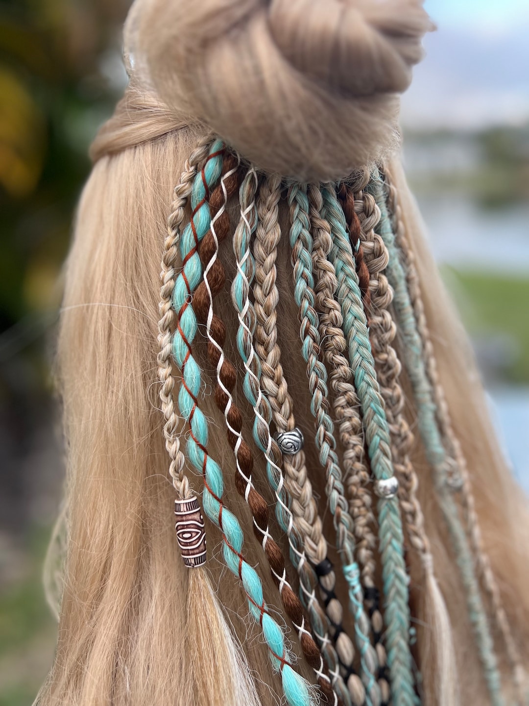 Seaglass Viking Dreads • Blonde Red Brown Mix • Clip in or Ponytail ...
