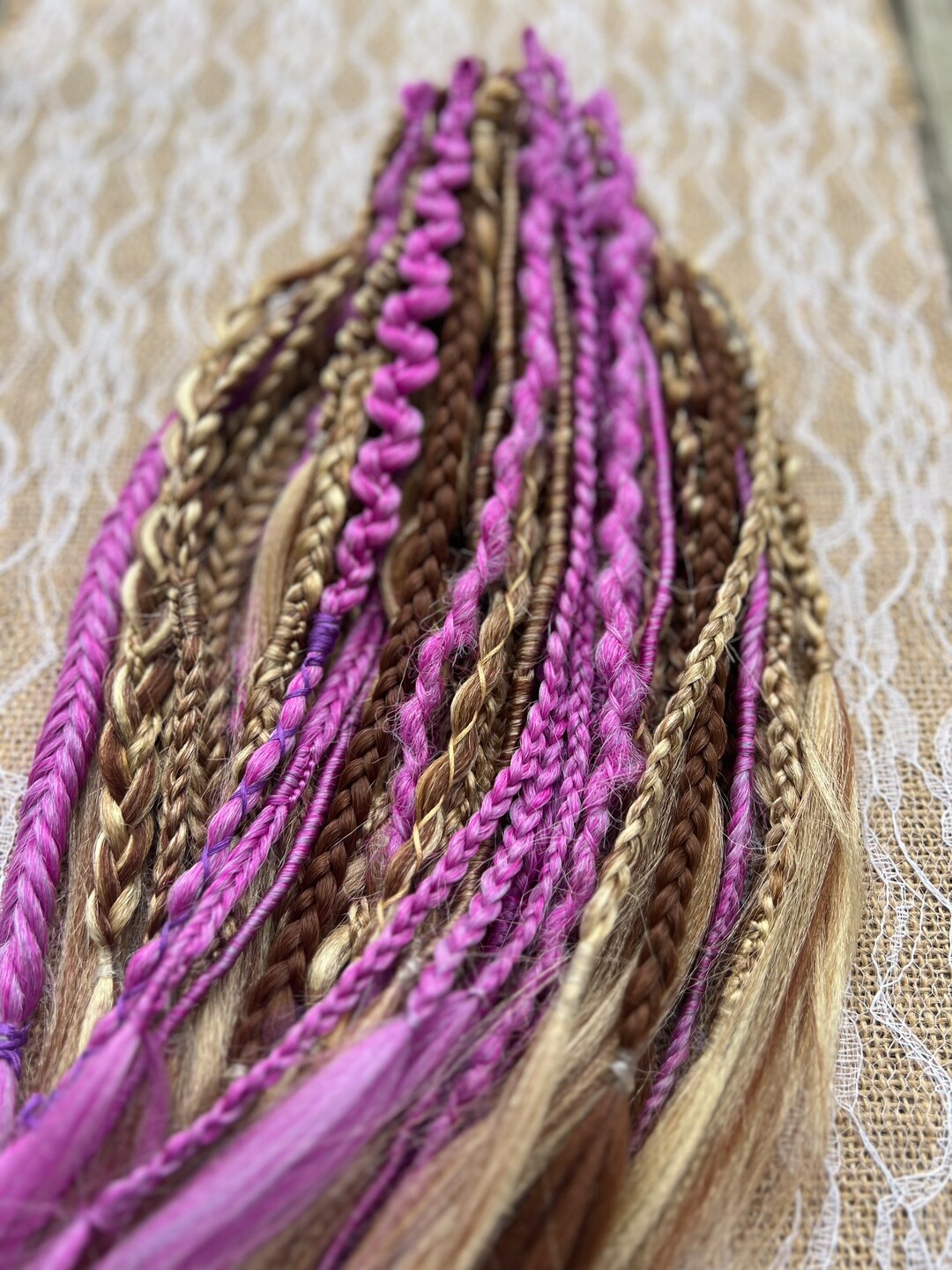 Purple, Brown and Mixed Blonde Braid Extensions for Boho Hair Viking ...