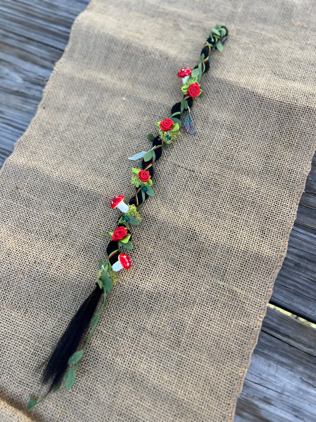 Fairy Loc | Red Mushrooms Fairy Dreadlock | Festival Hair Wrap ...