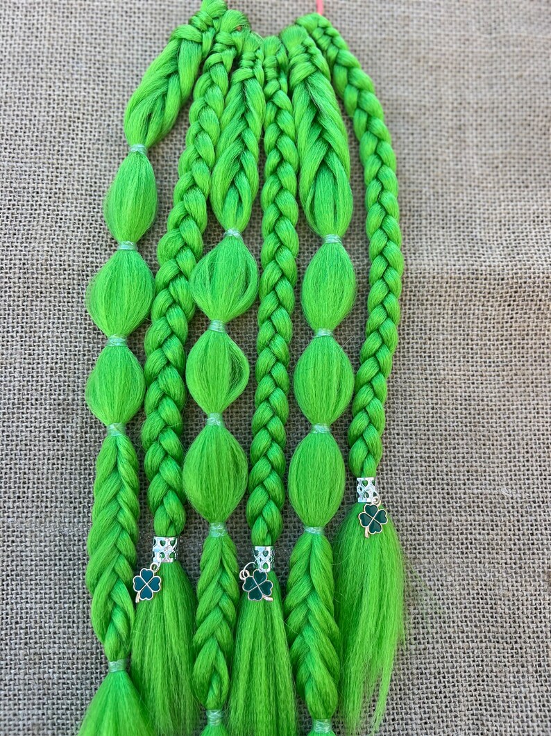 ST. Patrick’s Day Festival Braids• Shamrock Green Bubble Braids•rave ...
