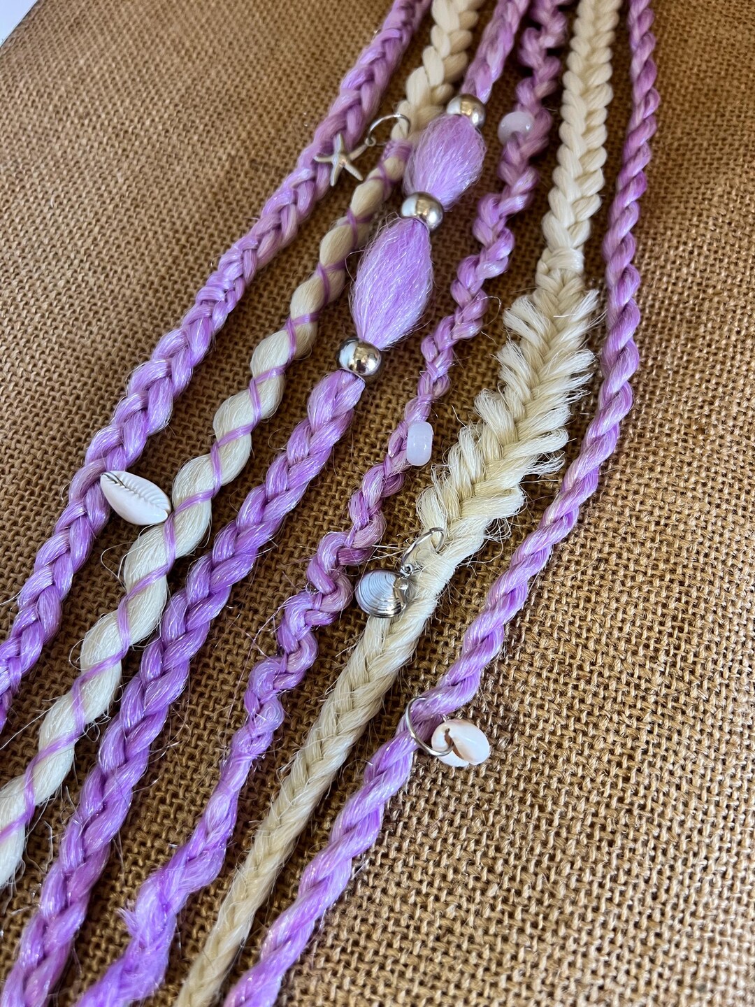 Mermaid Braids: Lavender Hair Extensions With Seashell Charms - Etsy