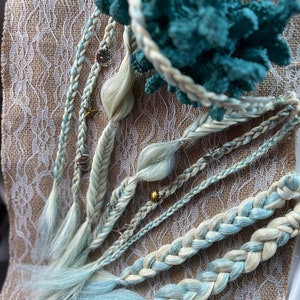 Mermaid Braids • Clip-in • Turquoise Hair Extensions • Fishtail Braids ...