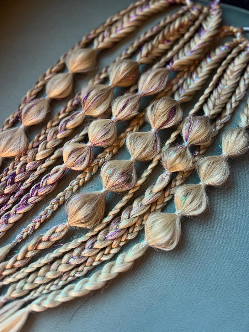 Set of 2 Festival Tinsel Bubble Braids • Rave Braids • Festival Braids ...