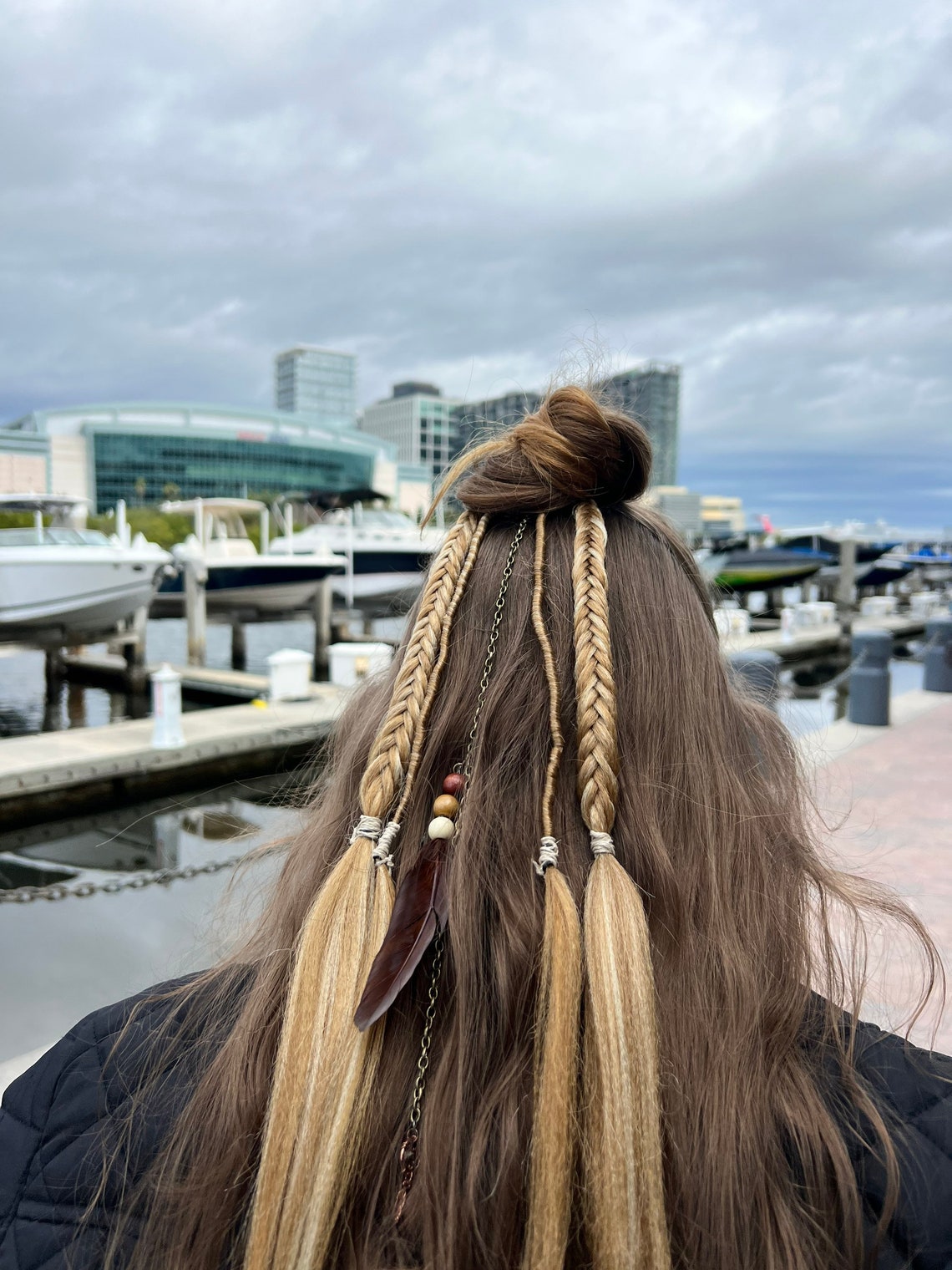 Herringbone Braid With Feather • Braid Ponytail Tie • Boho • Hippie ...