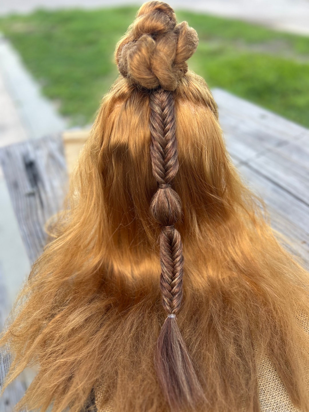 Viking Warrior Braid • Ponytail Hair Extension • Fishtail W Bubble ...