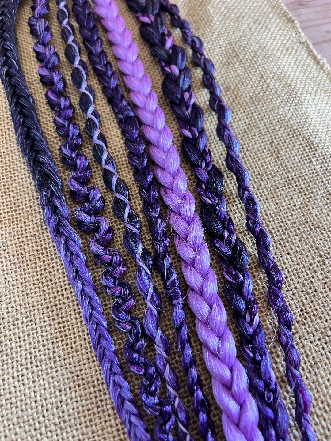 Dark Purple, Lavender and Black Braid Set • Clip-in or Ponytail Option ...