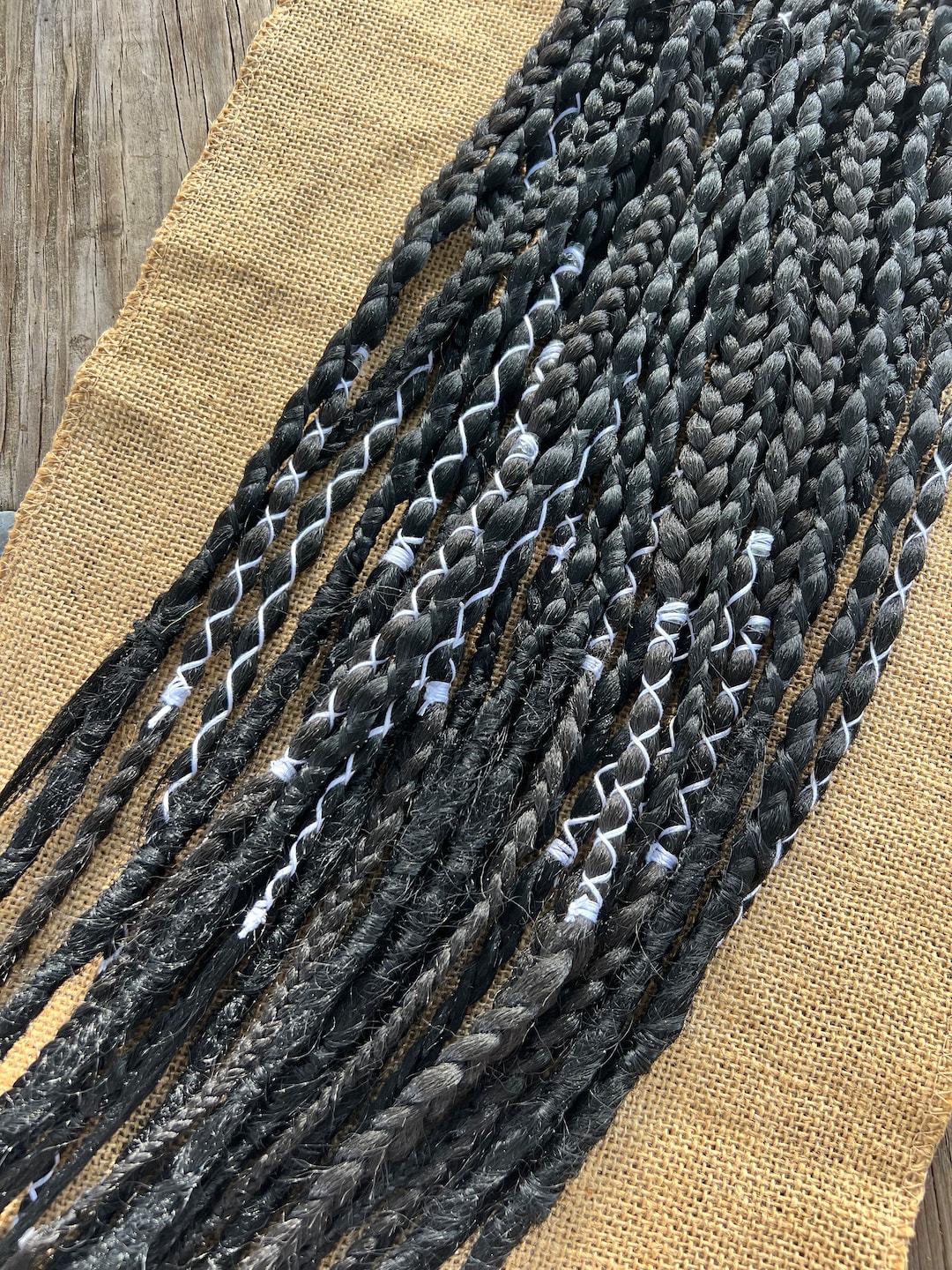Black and White Synthetic Dreads and Braids Set • Deadlock Extensions ...