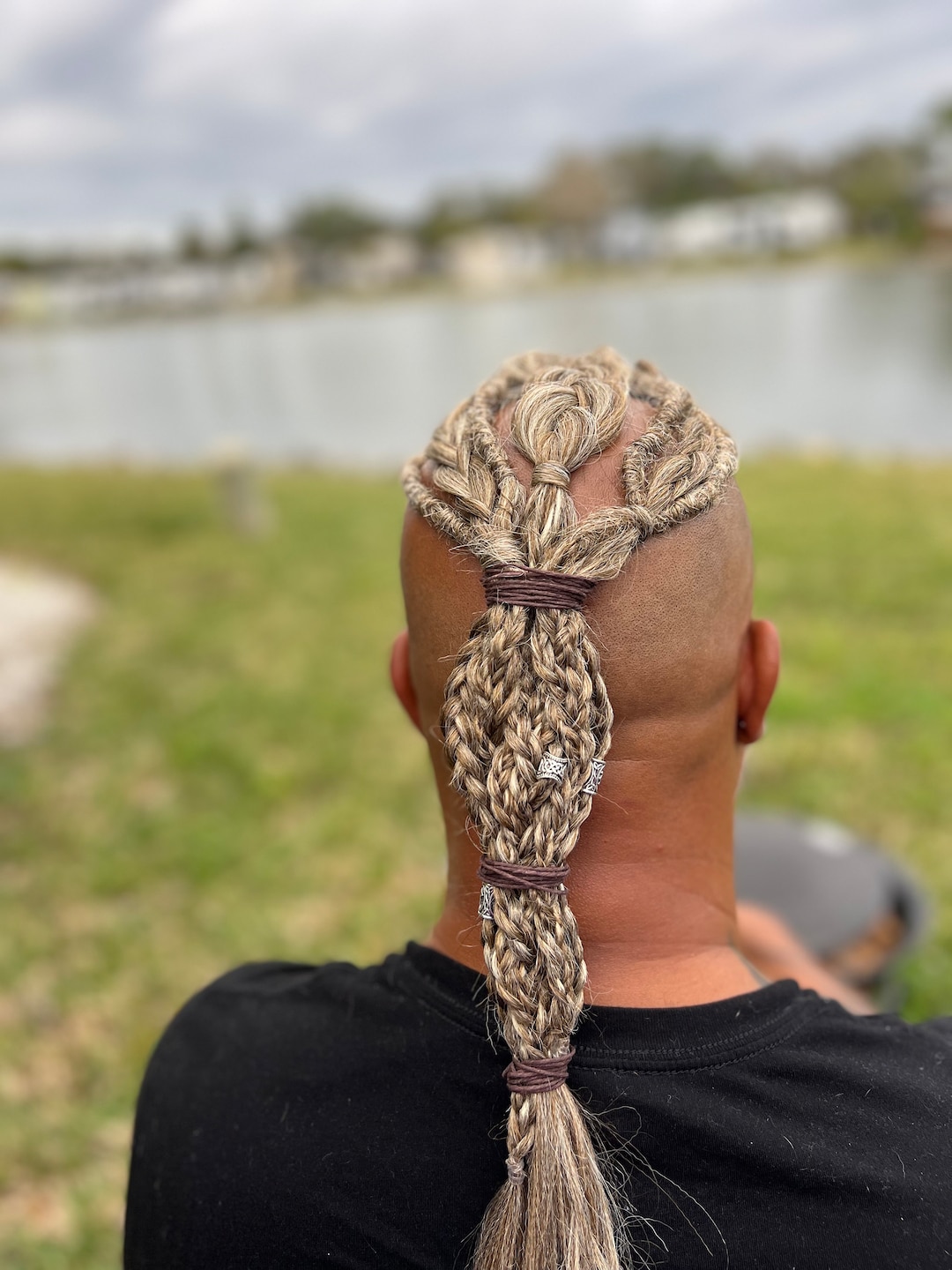 Viking King Braided Hair Extension for Men • Clip-in • Man Ponytail ...