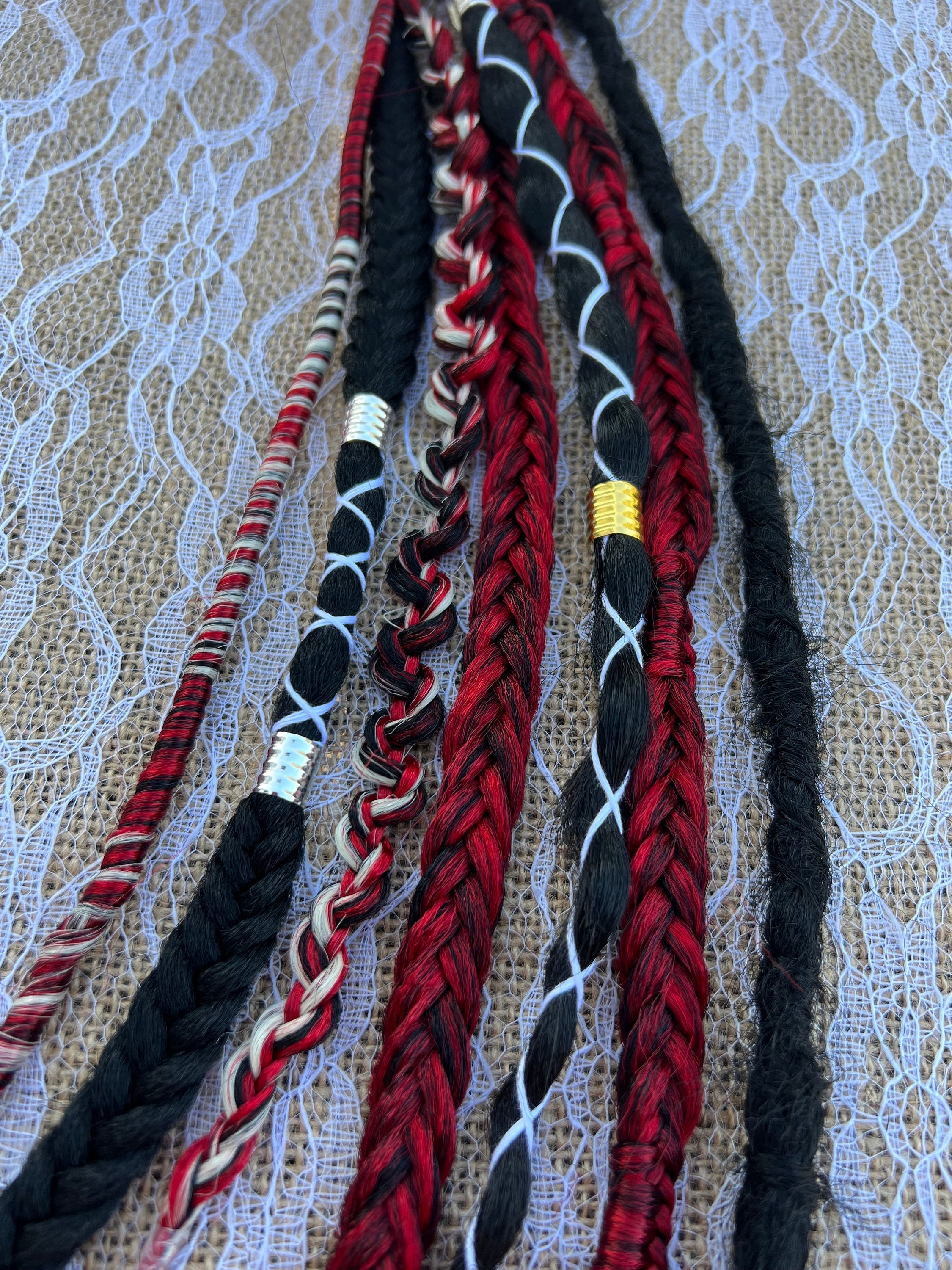 Black and Red Festival Braids • Pirate Hair Extensions • Festival Hair ...