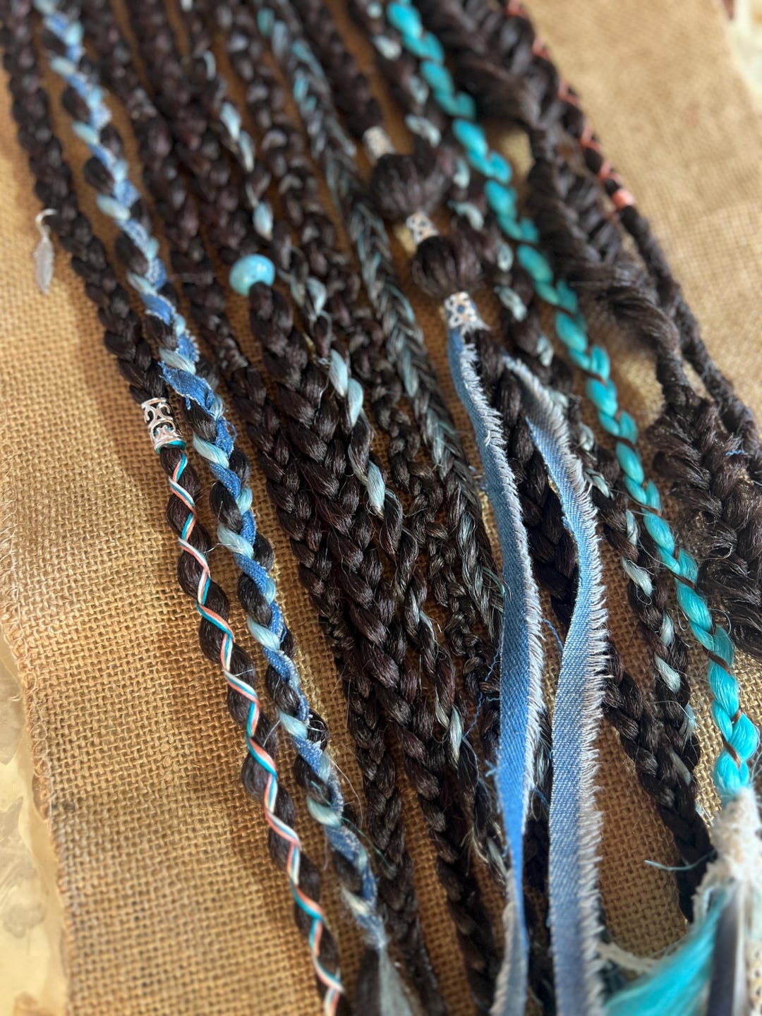 Denim Boho Braids & Viking Dreads: Western Cowgirl Hair Extension - Etsy