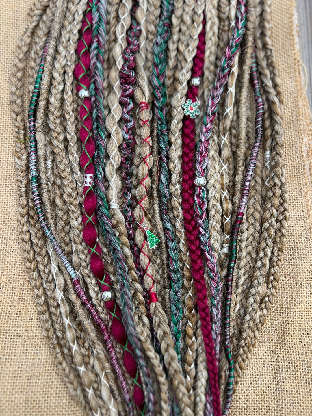 Red and Green Synthetic Dreads and Braids • Holiday • Dreadlock ...