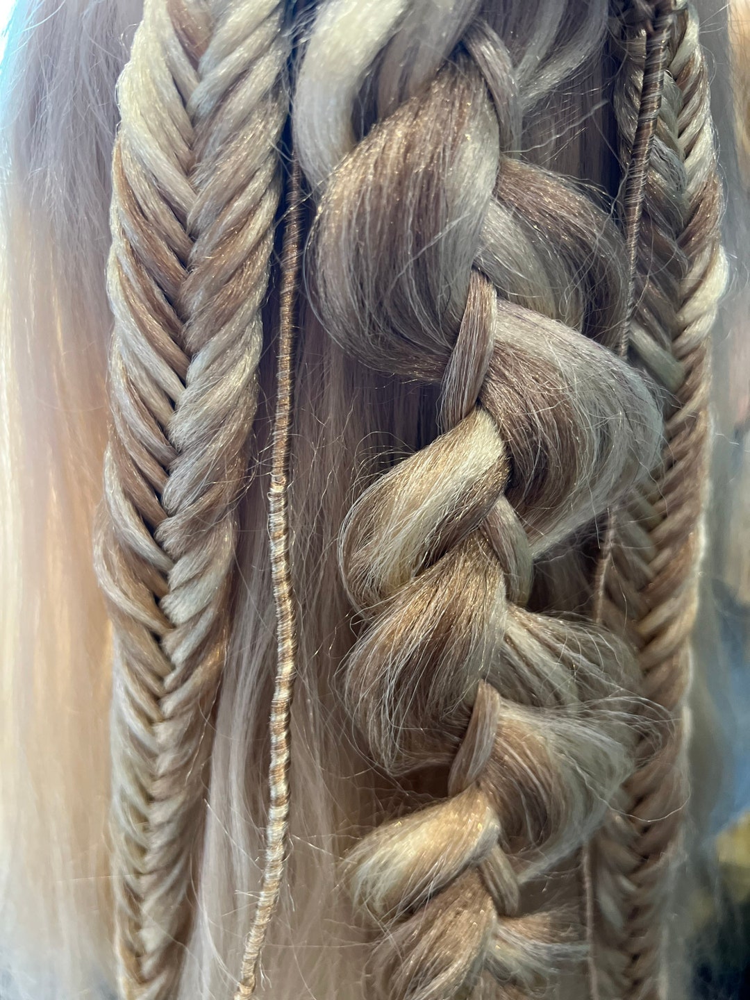 Blonde and Dark Blonde Bohemian Braid Set • Clip-in or Ponytail Tie in ...