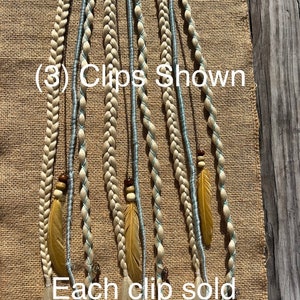 Clip-in Braids With Feather • Aqua Hair Wrap• Fairy Hair Extensions ...