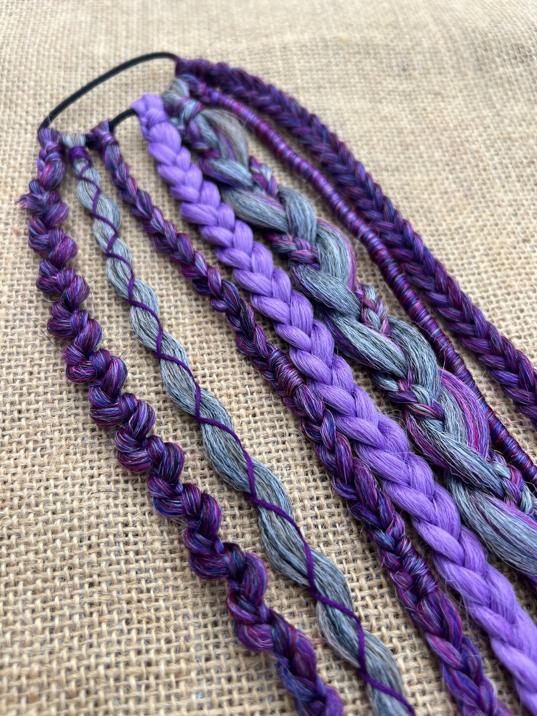 Purple and Silver Braid Set • Clip-in or Ponytail Option • Comes in ...
