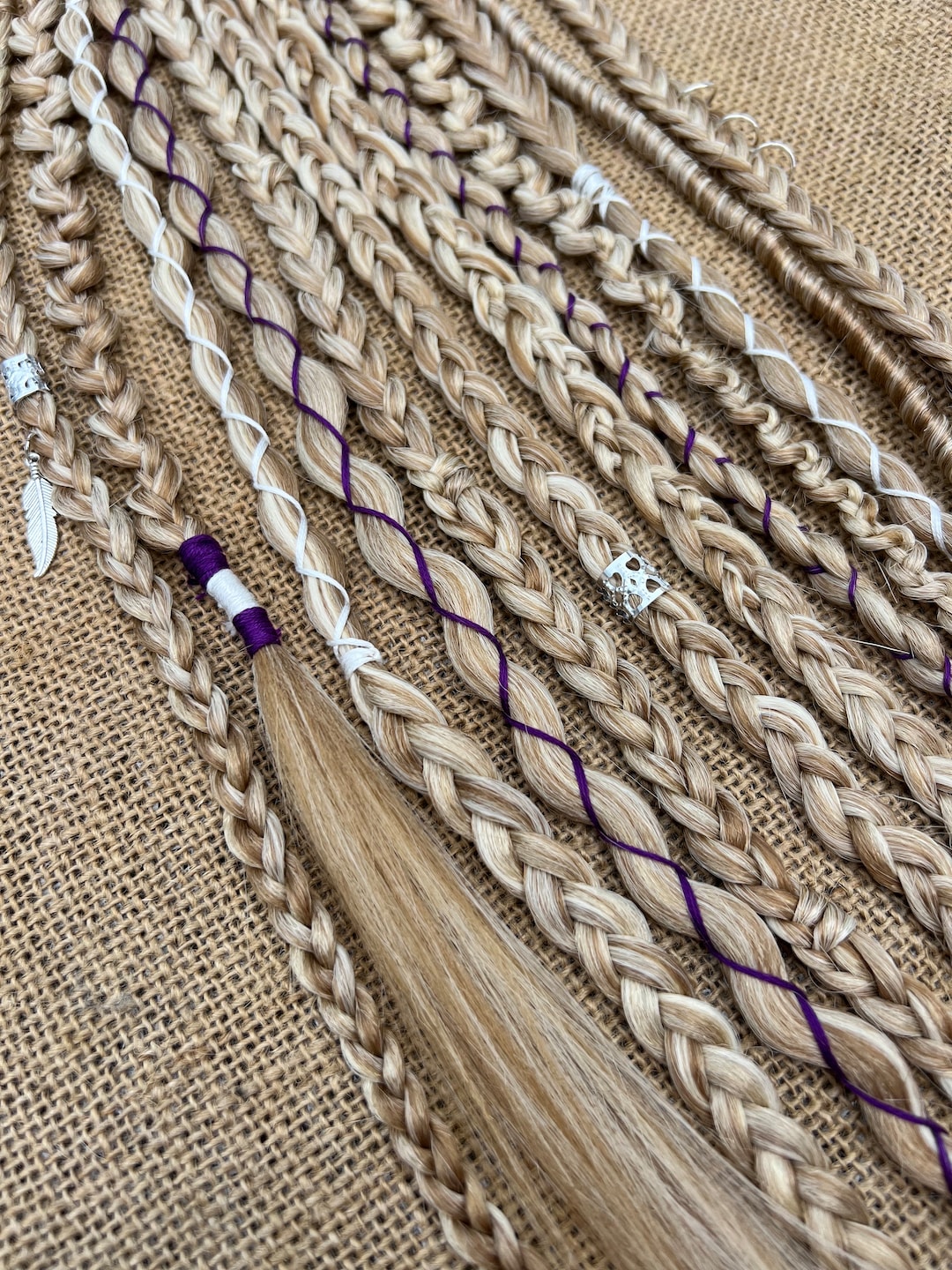 Clip in Braids With Viking Dreadlocks With Purple and White Accents ...