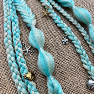 Mermaid Braids • Clip-in • Turquoise Hair Extensions • Fishtail Braids ...