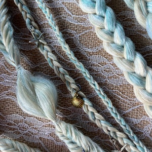 Mermaid Braids • Clip-in • Turquoise Hair Extensions • Fishtail Braids ...