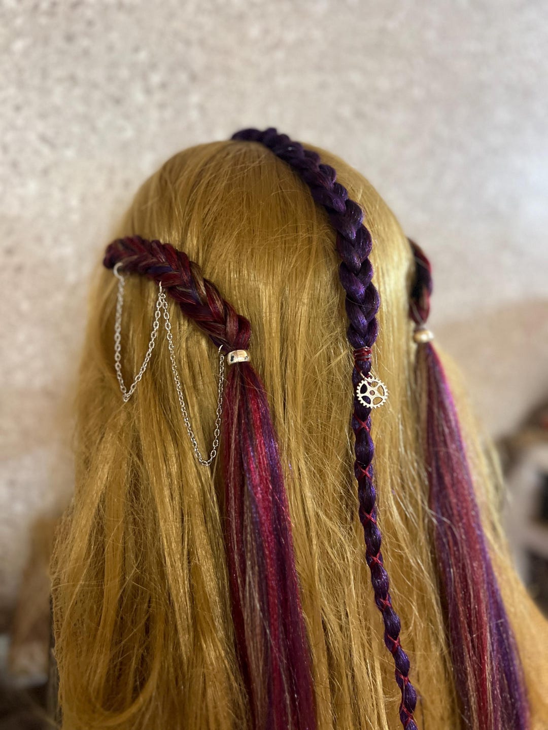 Clip-in Faux Mohawk Braid With Fishtail Braids Chains and Hair Charm ...