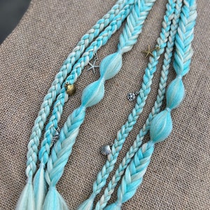 Mermaid Braids • Clip-in • Turquoise Hair Extensions • Fishtail Braids ...