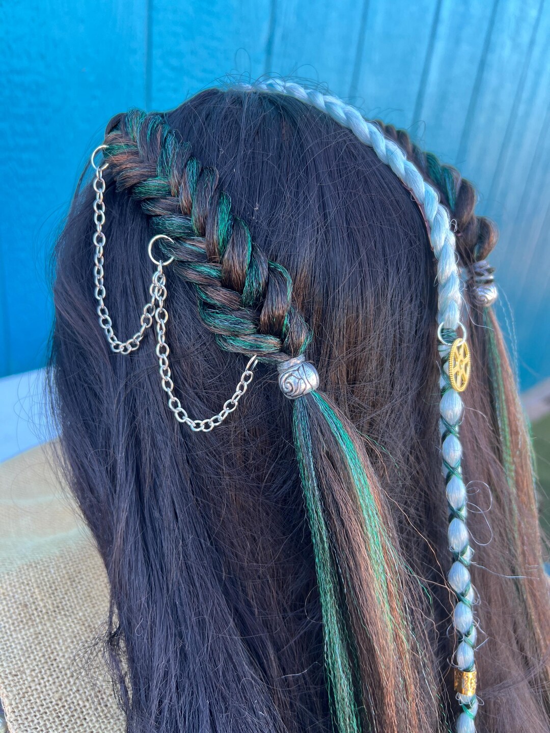 Clip-in Fishtail Braids With Chain and Hair Charms • Dance Hair ...