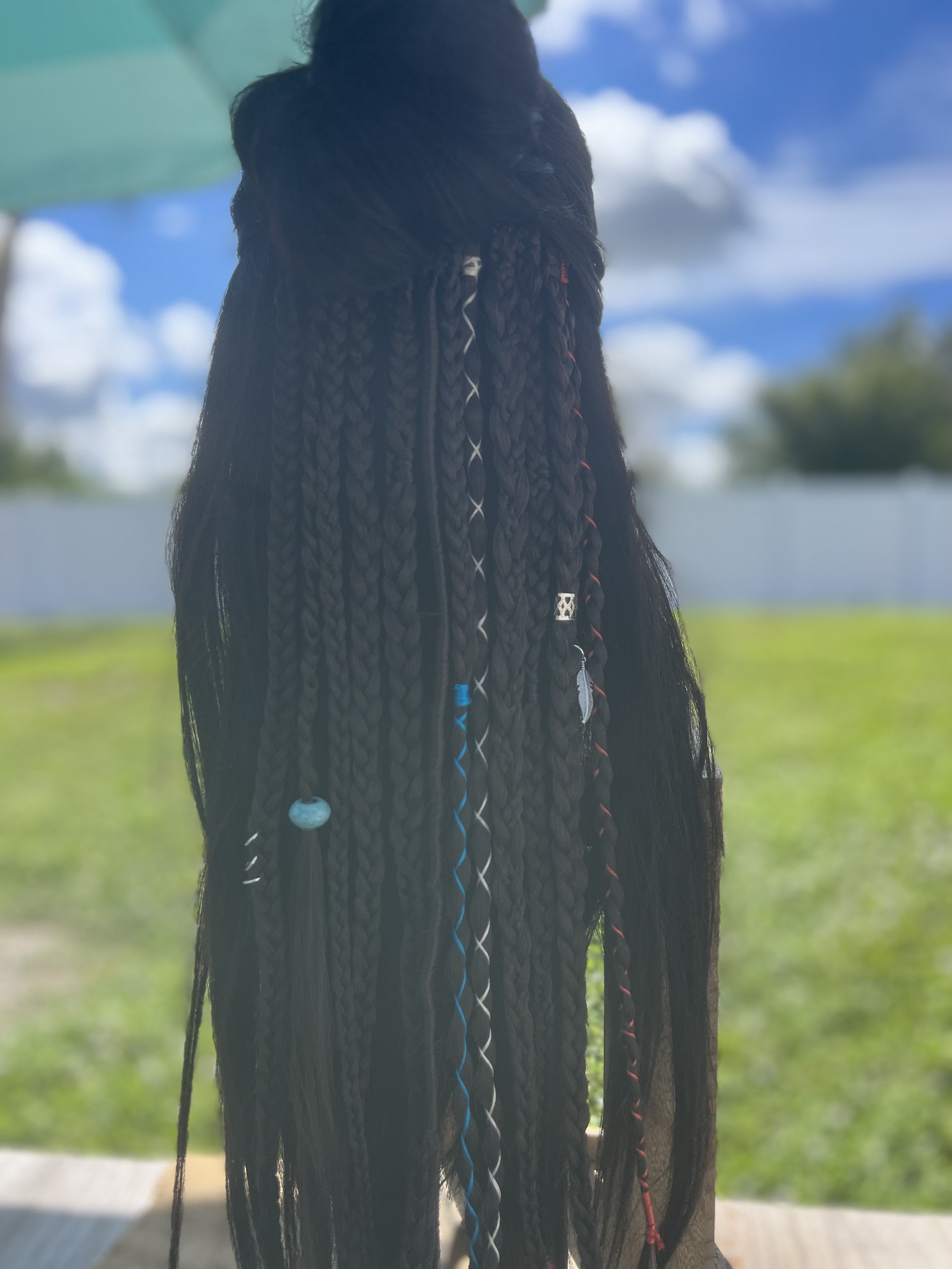 Dark Brown Braids With Viking Dreadlocks and Coral and Turquoise ...