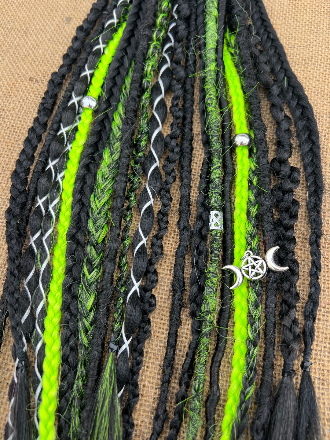 Neon Nights Dread Set •synthetic Braids • Viking Dreadlocks • Neon ...