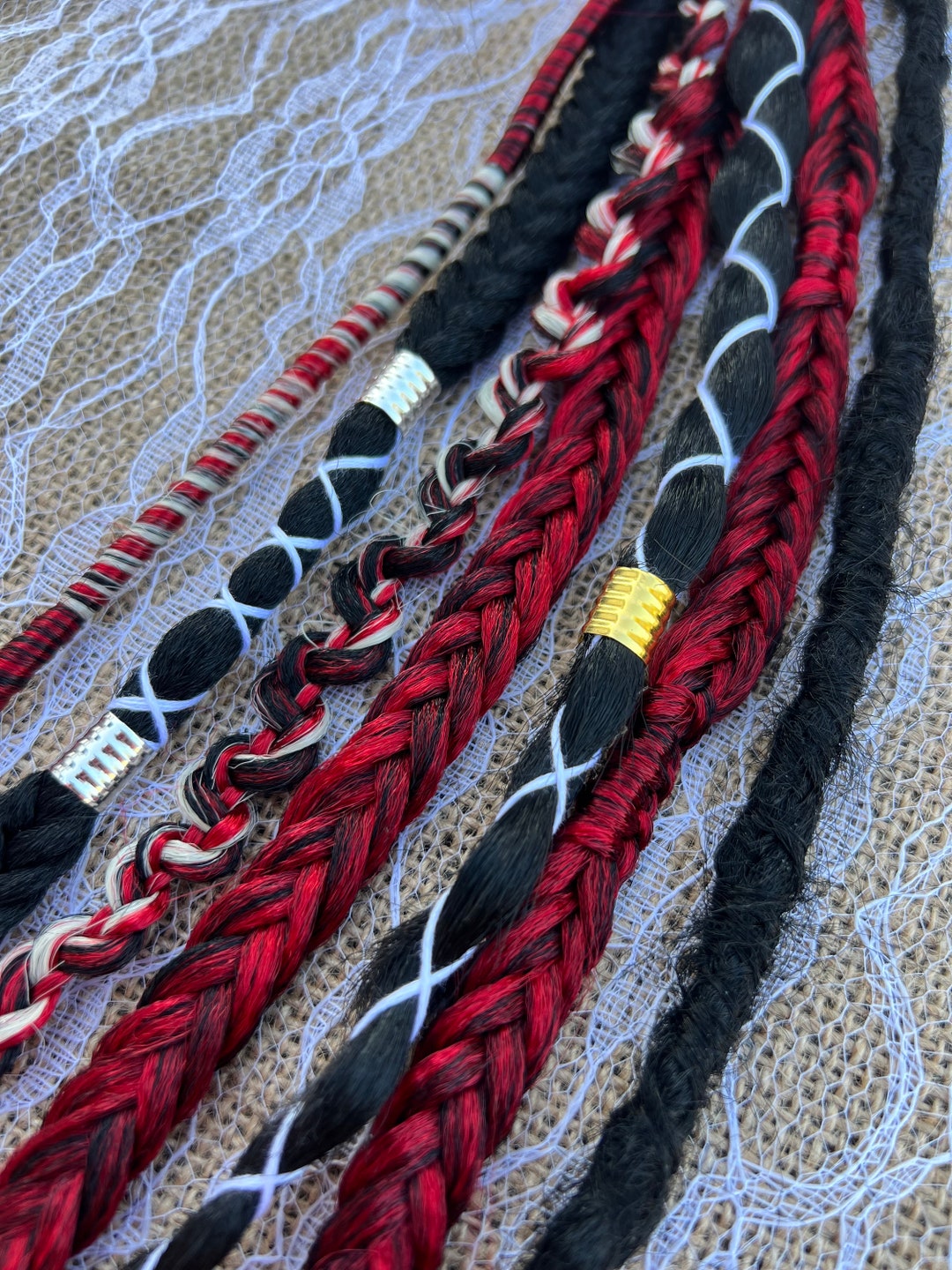 Black and Red Festival Braids • Pirate Hair Extensions • Festival Hair ...