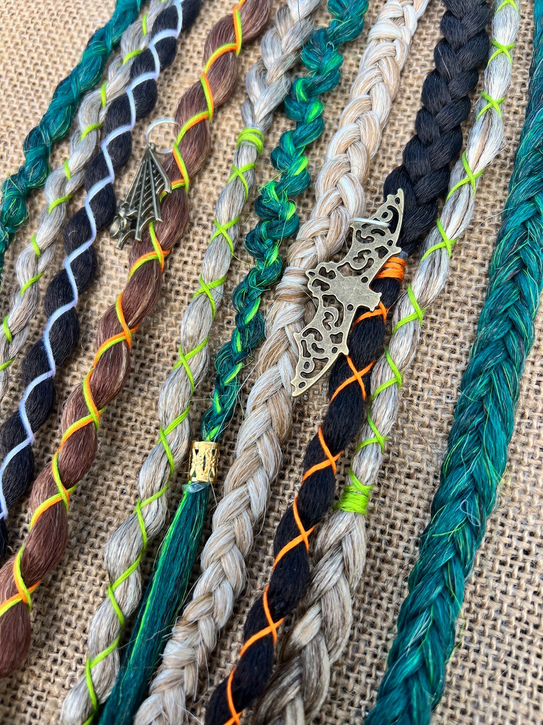 Halloween Viking Dreads and Braids • Bats Spiders Skeleton Charms ...