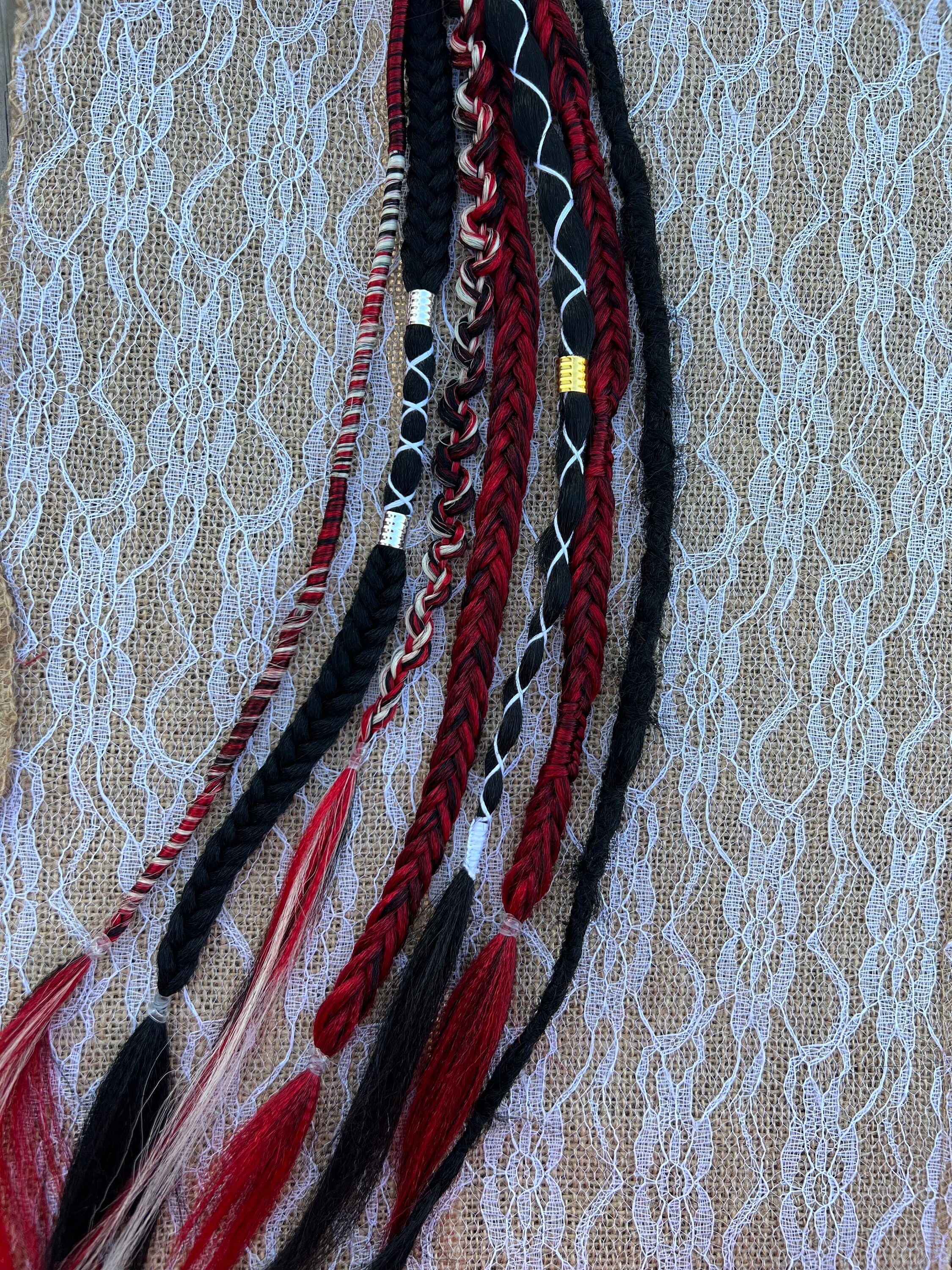 Black and Red Festival Braids • Pirate Hair Extensions • Festival Hair ...