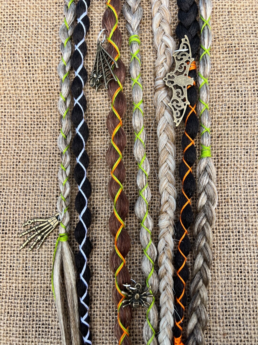 Autumn Viking Dreads and Braids Bats Spiders Skeleton Charms Blonde Red ...