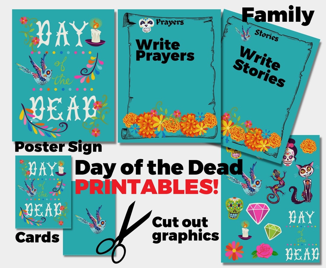 Day of the Dead, Poster, Cards, Printable Stickers, Printable Sign, Dia ...