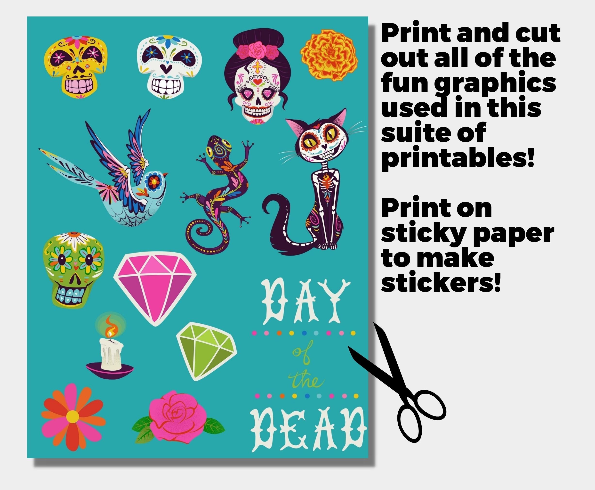 Day of the Dead, Poster, Cards, Printable Stickers, Printable Sign, Dia ...